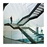China Safety staircase glass stair rails and banisters special straight staircase for sale
