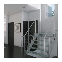 China Cheap staircase tempered glass rails stairs design residentail straight staircase for sale