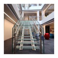 China Cheap staircase tempered glass rails stairs design residentail straight staircase for sale