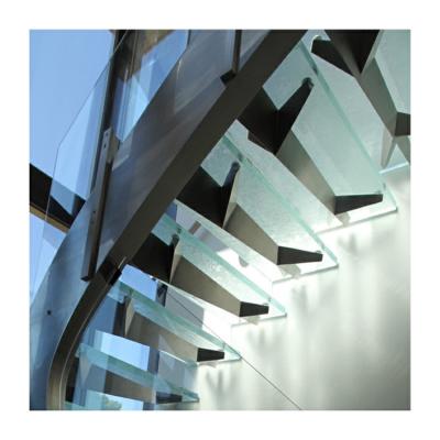 China Interior staircase desig tempered glass tread stairs diy design straight staircase for sale