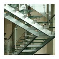 China Modern staircases u channel glass balustrade stairs stainless straight staircase for sale