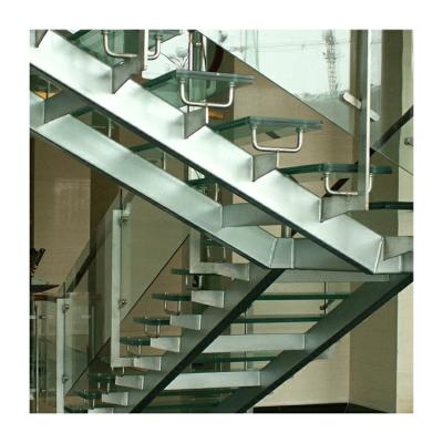 China Modern staircases u channel glass balustrade stairs stainless straight staircase for sale