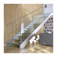 China Modern staircases u channel glass balustrade stairs stainless straight staircase for sale
