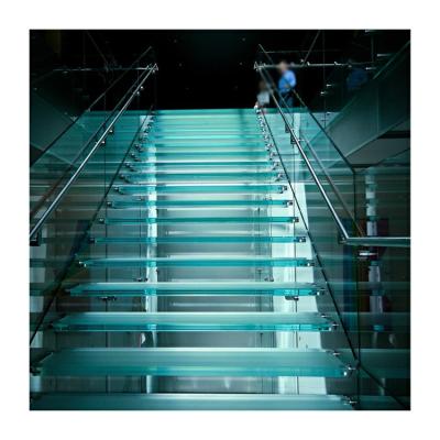 China Staircases design australian fashion glass stairs tempered glass straight staircase for sale