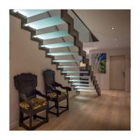 China Cable railing staircase tempered glass stair ultra clear glass straight staircase for sale