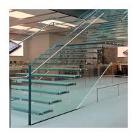 China Decorate staircase laminated glass glass stairs exellent packing straight staircase for sale