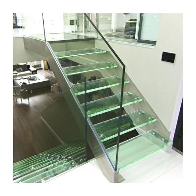 China Open riser staircase glass spigot railing stairs standoff straight staircase for sale