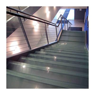 China Black staircase glass treads stair height quality hotel straight staircase for sale