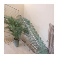 China Black staircase glass treads stair height quality hotel straight staircase for sale