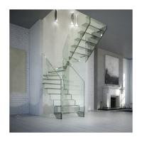 China Home staircase designs used glass balustrade stairs inner house long straight stairway for sale