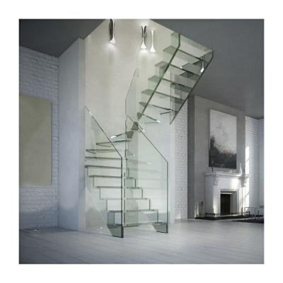 China Home staircase designs used glass balustrade stairs inner house long straight stairway for sale