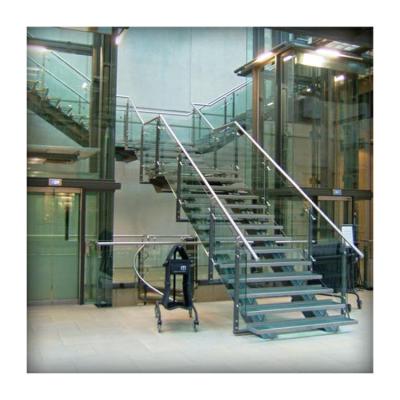China New style steel staircase glass staircase light high quality oak straight staircase for sale