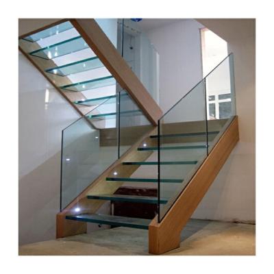China Low cost staircase design glass staircase railings indoor modern straight staircase for sale