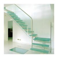 China Furniture staircase standoff fixing glass railing glass balustrade straight staircase for sale