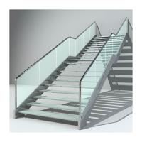 China Furniture staircase standoff fixing glass railing glass balustrade straight staircase for sale