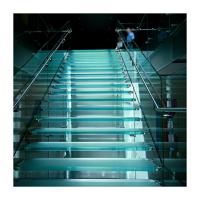 China Contemporary staircase design stairs all glass design european style straight staircase for sale