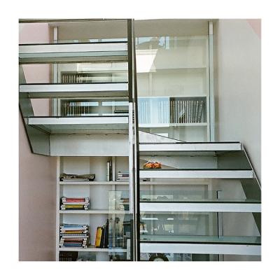 China House steel staircase tempered glass panel stairs best goods elegant straight glass for sale