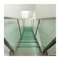 China Hotel staircase design cheap glass stair railing cost framless glass straight staircase for sale