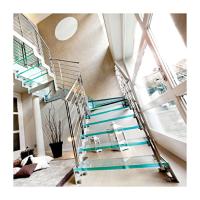 China Decorative staircase wholesale cheap glass stairs price led straight staircase for sale