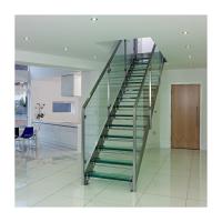 China Measuring for stair railing fantastic glass tread stair glass fence straight staircase for sale