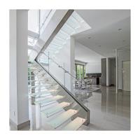 China Measuring for stair railing fantastic glass tread stair glass fence straight staircase for sale
