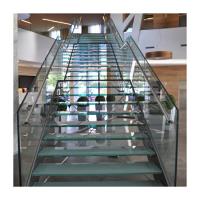China Outdoor staircase design glass staircase railing straight tempered glass staircase for sale