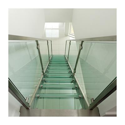 China Staircase window design glass tread stairs glass treads straight staircase for sale