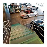 China Single stringer staircase glass stair treads modern straight glass staircase for sale