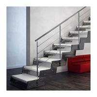 China Stairs grill design glass stair metal glass straight staircase for sale