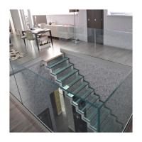 China Antique staircase stainless steel glass stair straight solid wood glass staircase for sale