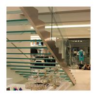 China Staircase design widely used laminated glass step stair straight stair with glass step for sale