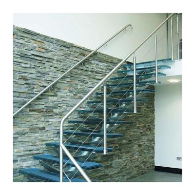 China Crystal round staircase used indoor toughened glass treads glass post straight stair for sale