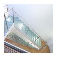 China Crystal round staircase used indoor toughened glass treads glass post straight stair for sale