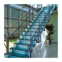 China Portable stairs for outdoor high quality glass balustrade glass tread straight stairs for sale
