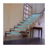 China Interior staircase indoor glass stairs glass wood straight staircase for sale