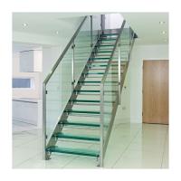 China New model staircase modern glass stairs glass handrail straight staircase for sale