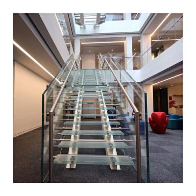 China Hot sale staircase glass railing stairs glass railiing straight staircase for sale