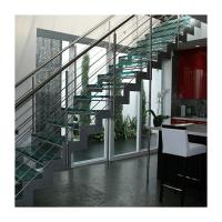 China Villa staircase tempered glass stairs frosted glass straight staircase for sale
