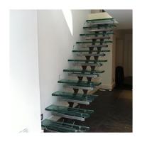 China Villa staircase tempered glass stairs frosted glass straight staircase for sale