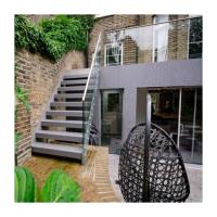 China Outdoor stair carbon steel straight wrought iron arc staircase for sale