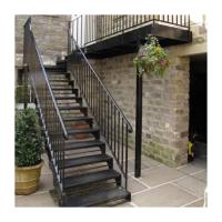 China Outdoor stair carbon steel straight wrought iron arc staircase for sale