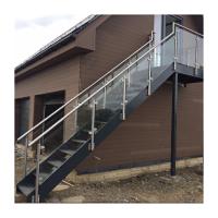 China Anti slip tread stairs high quality stainless steel straight steel staircase for sale