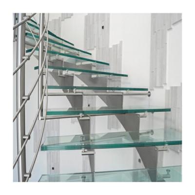 China Staircase deisgn glass balustrade base cover straight glass stairs for sale