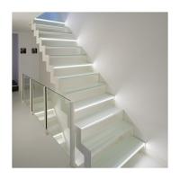 China Staircase deisgn glass balustrade base cover straight glass stairs for sale