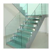China Staircase deisgn glass balustrade base cover straight glass stairs for sale