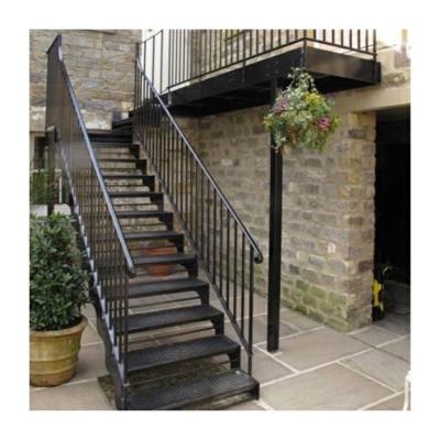 China Single beam stair residential steel straight iron railing staircase for sale