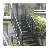 China Prefabricated stairs single steel stringer straight metal and glass staircase for sale
