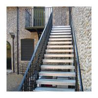 China Prefabricated stairs single steel stringer straight metal and glass staircase for sale
