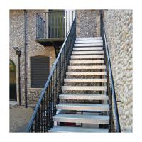 China Modern curved stairs straight steel glass wrought iron grill design straight staircase for sale