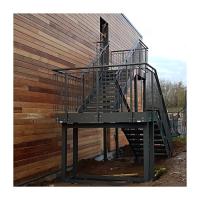 China Ss stringer stairs cable handrail steel good price iron straight staircase for sale